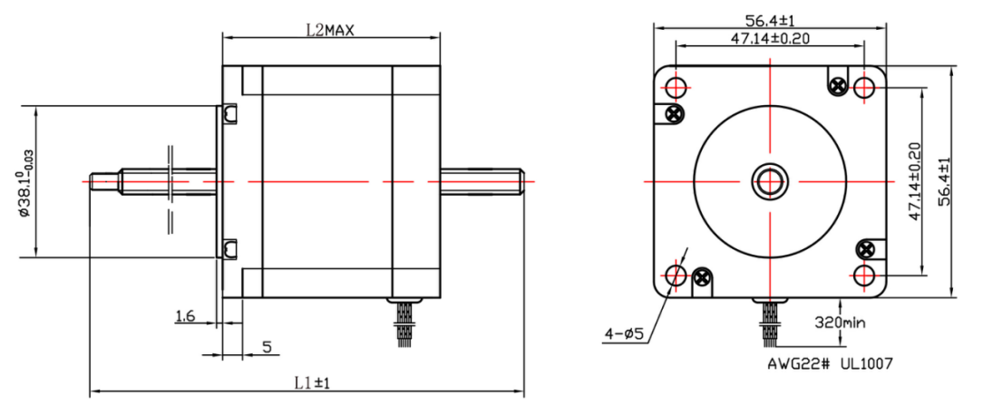 Non Captive NEMA 23 ACME Tr8 Lead Screw Stepper Motor: Tr8 57mmx56mm ...