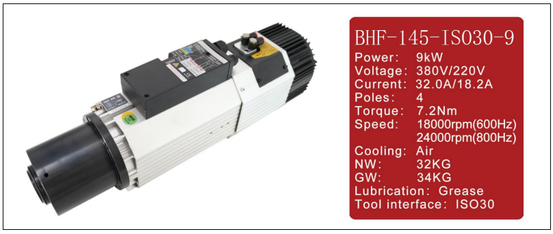 9KW ATC SPINDLE MOTOR 380v/220v ISO30-HOLRY